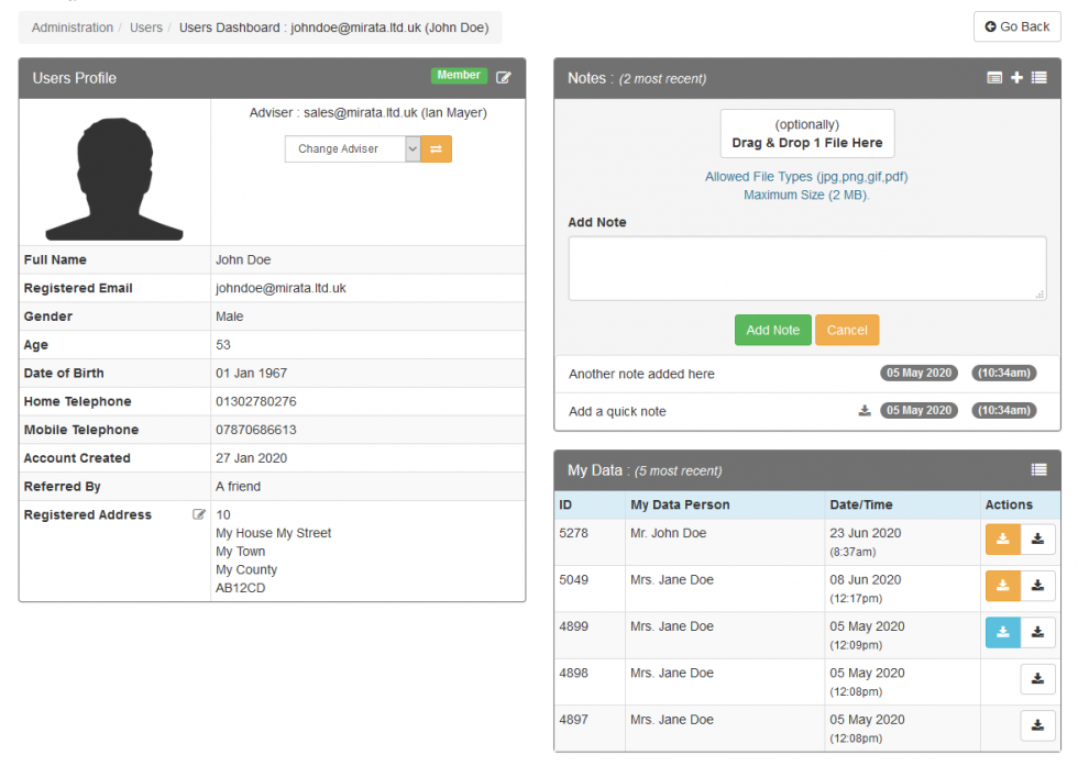 Client Dashboard | My Factfind